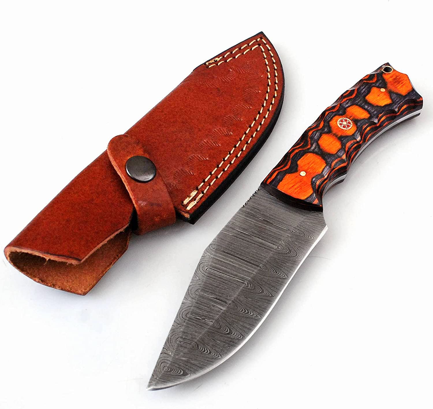 Handmade Damascus Hunting Knife with Beautiful Pakkawood Handle for Survival and Camping 9 Inch Fixed Blade Damascus Steel Knife with Sheath for Men