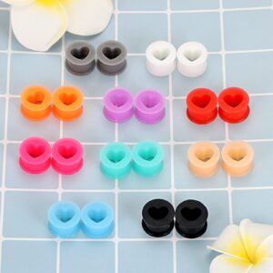 DERALA Silicone Ear Tunnels 20Pcs Heart Flexible Flesh Gauges Plugs Ear Piercing Jewelry 1/2 inch