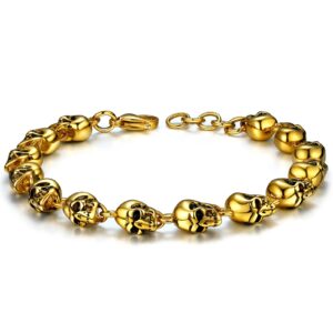 faithheart halloween skull bracelet chains woman gothic jewelry wristband gold plated jewelry