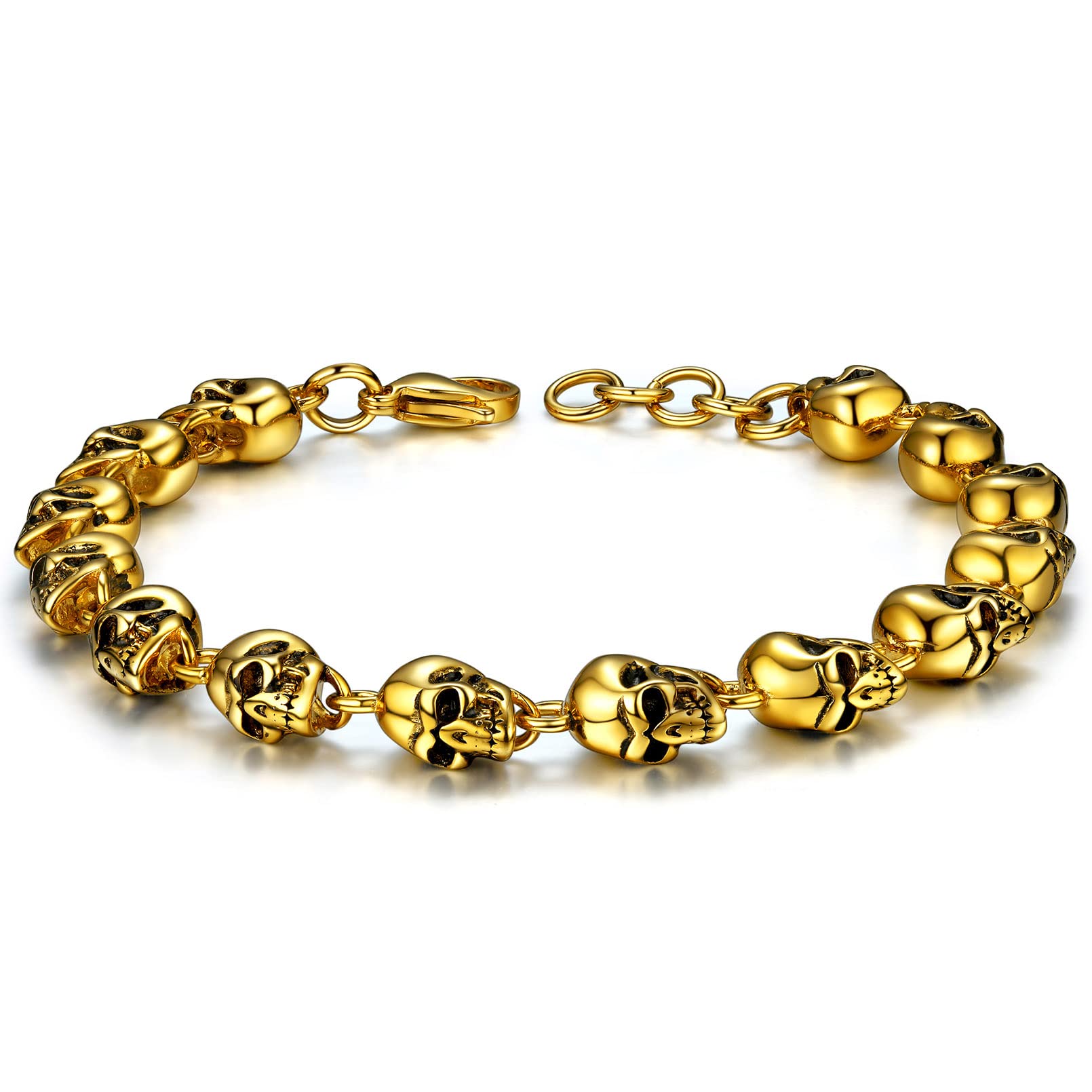 FaithHeart Halloween Skull Bracelet Chains Woman Gothic Jewelry Wristband Gold Plated Jewelry