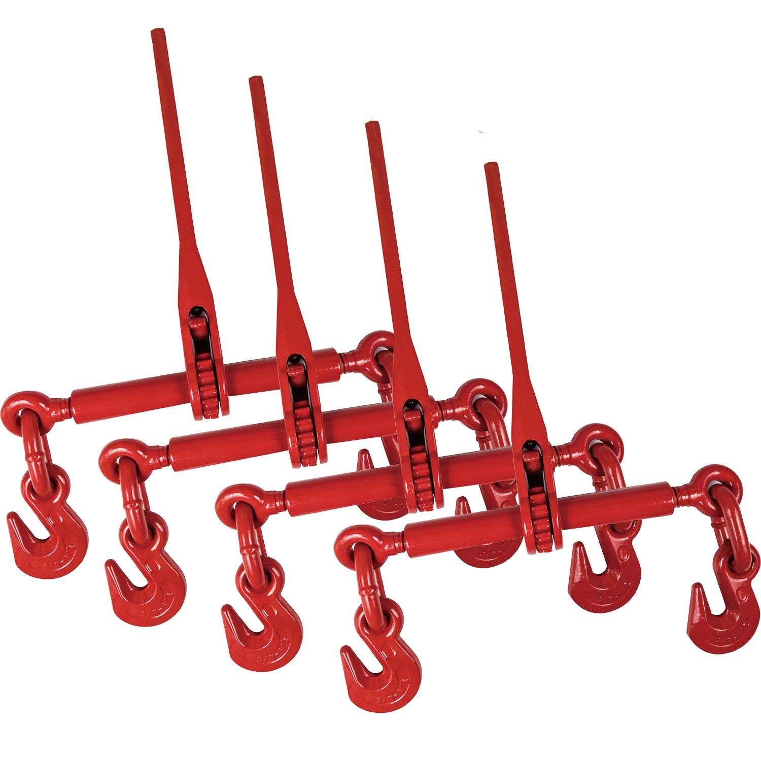 Aain D03A4 Heavy Duty Ratchet Chain Load Binder,3/8-1/2'' 4 Pack, Red