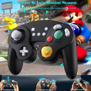 EXLENE Gamecube Controller Switch, Wireless Switch Pro Controller for Nintendo Switch/Lite/PC/Android/iOS/Steam, Support Wake Up, Motion, Adjustable Rumble, Turbo & Auto Turbo (Upgraded, Black)