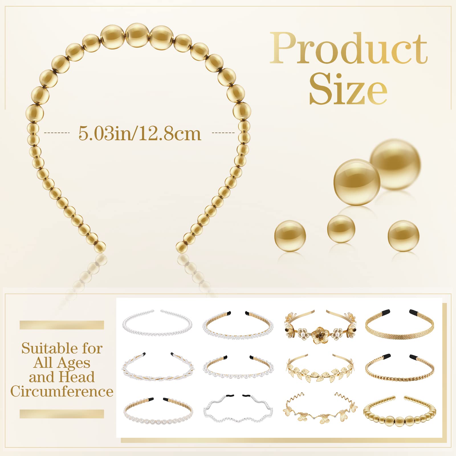 Juinte 12 Pcs Pearls Headband Rhinestones Hairbands Faux Pearl White Bridal Headband Gold Alloy Flower Head Band Metallic Butterfly Hair Hoop Headband Wedding Hair Accessories for Women, 12 Styles