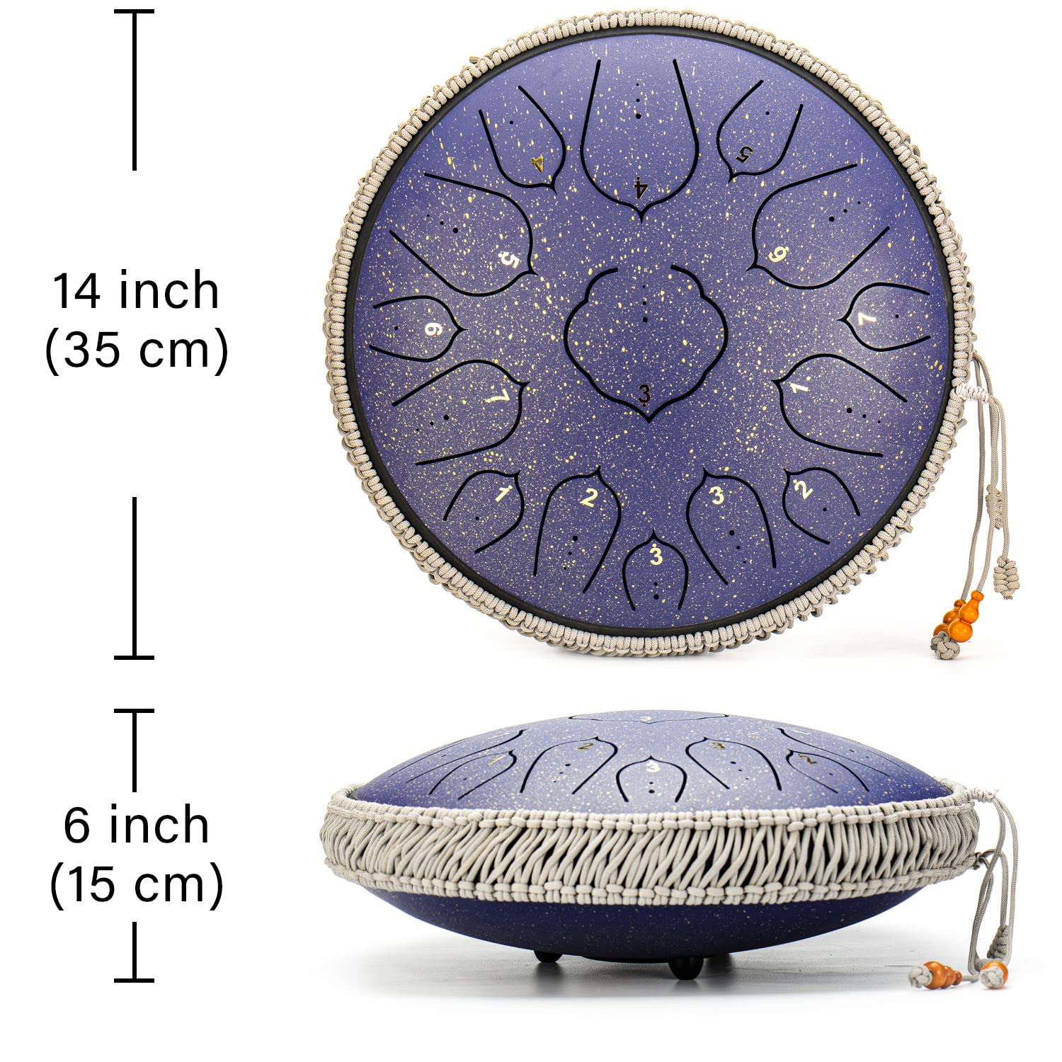 Steel Tongue Drum- ChunFeng 14 Inch 15 Notes Tongue Drum Instrument-Steel Drums For Adults-Hand Pan Drums With Music Book,Handpan Tongue Drum Mallets and Carry Bag,Lotus D Major(Blue)