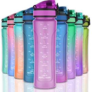 kitart 15oz kids sports water bottles for school with spout lid (purple)