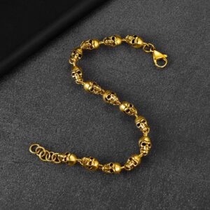 FaithHeart Halloween Skull Bracelet Chains Woman Gothic Jewelry Wristband Gold Plated Jewelry