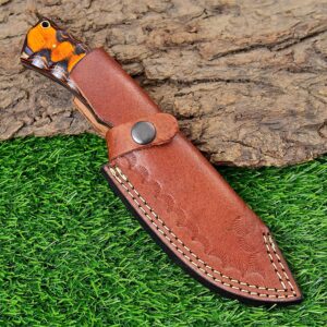 Handmade Damascus Hunting Knife with Beautiful Pakkawood Handle for Survival and Camping 9 Inch Fixed Blade Damascus Steel Knife with Sheath for Men