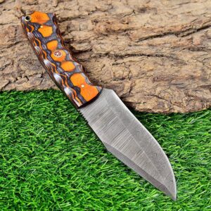 Handmade Damascus Hunting Knife with Beautiful Pakkawood Handle for Survival and Camping 9 Inch Fixed Blade Damascus Steel Knife with Sheath for Men