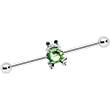 Body Candy Womens 14G Stainless Steel Helix Cartilage Earring Green Accent Frog Industrial Barbell 1 1/2"