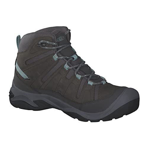 KEEN Women's Circadia Mid Height Comfortable Waterproof Hiking Boots, Steel Grey/Cloud Blue, 8.5