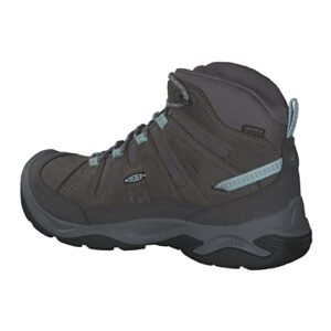 KEEN Women's Circadia Mid Height Comfortable Waterproof Hiking Boots, Steel Grey/Cloud Blue, 8.5