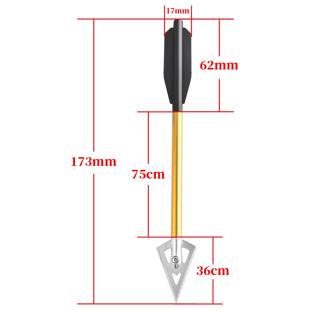 AMEYXGS 6.8" Mini Archery Crossbow Bolts Set Aluminium Crossbow Arrows with Metal Broadhead Tips for Shooting Target Practice Small Hunting Game Outdoor Fishing 50-80lbs (Red)