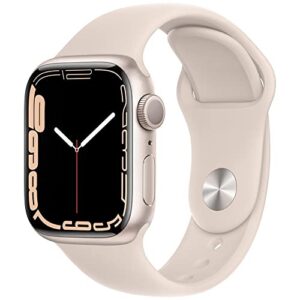 Apple Watch Series 7 (GPS + Cellular, 41mm) Starlight Aluminum Case with Starlight Sport Band, Regular (Renewed)