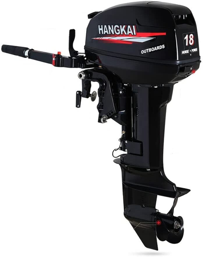 2 Stroke 18 HP Short Shaft Outboard Motors Engine, Fishing Boat Engine Tiller Control Motor Fishing Boat Engine Water-Cooling Heavy Duty Outboard Motors