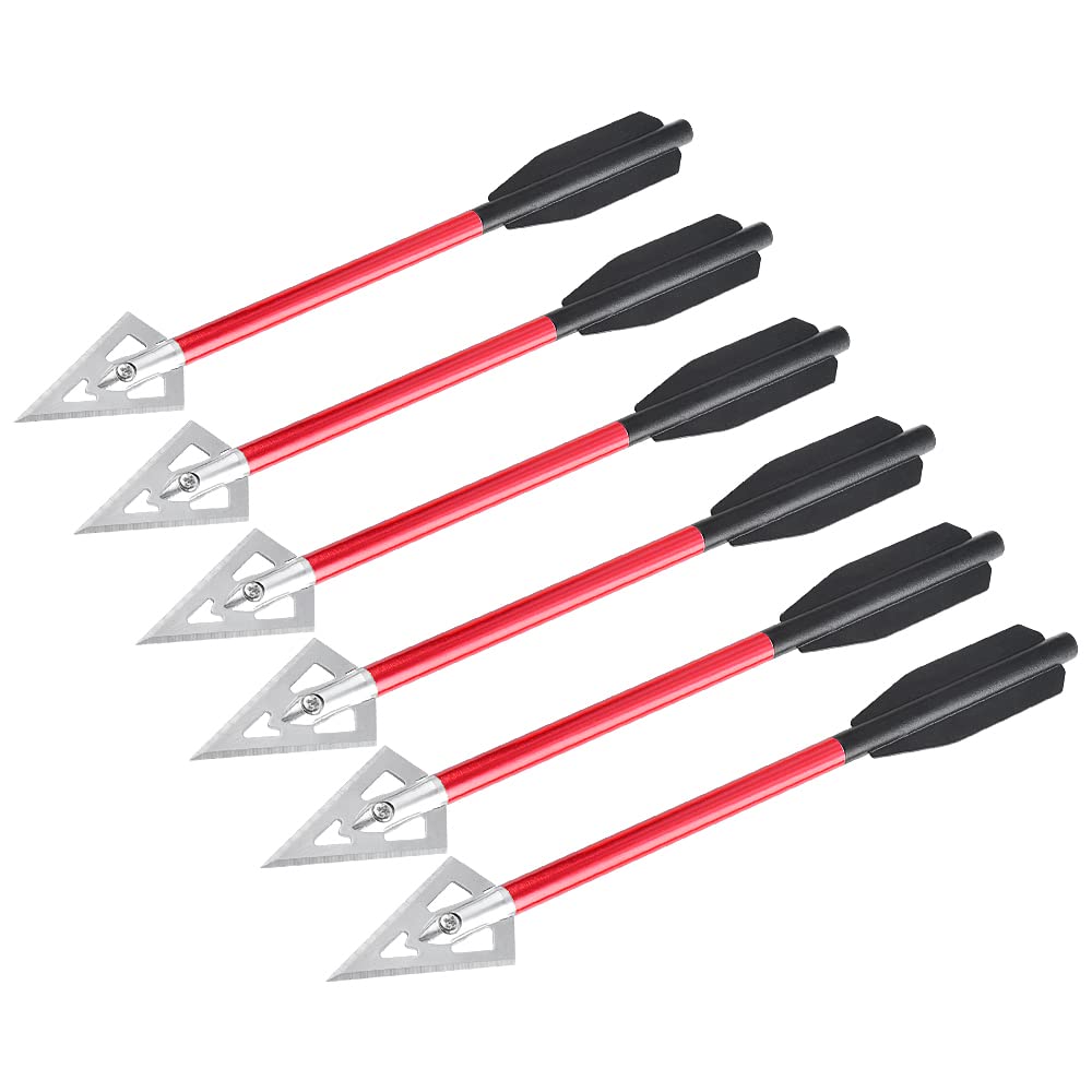 AMEYXGS 6.8" Mini Archery Crossbow Bolts Set Aluminium Crossbow Arrows with Metal Broadhead Tips for Shooting Target Practice Small Hunting Game Outdoor Fishing 50-80lbs (Red)