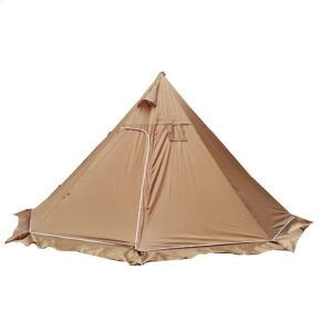 mceto tx400pro pyramidteepee hot tent with stove jack,snow skirt for winter camping hunting backpacking (brown)