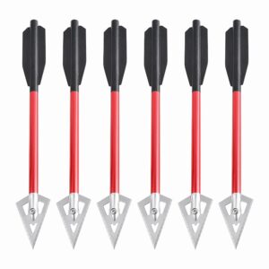 ameyxgs 6.8" mini archery crossbow bolts set aluminium crossbow arrows with metal broadhead tips for shooting target practice small hunting game outdoor fishing 50-80lbs (red)