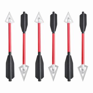 AMEYXGS 6.8" Mini Archery Crossbow Bolts Set Aluminium Crossbow Arrows with Metal Broadhead Tips for Shooting Target Practice Small Hunting Game Outdoor Fishing 50-80lbs (Red)