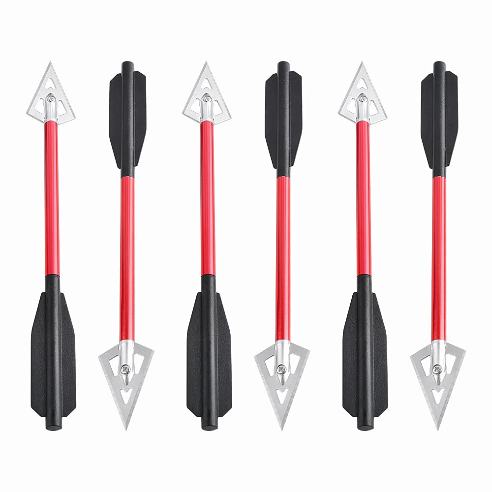 AMEYXGS 6.8" Mini Archery Crossbow Bolts Set Aluminium Crossbow Arrows with Metal Broadhead Tips for Shooting Target Practice Small Hunting Game Outdoor Fishing 50-80lbs (Red)