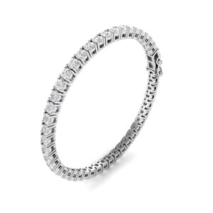 twobirch 18k white gold plated tennis bracelet 3mm with round moissanite (sterling silver, size 7.5, 5.7 ct dew)