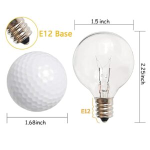 CHYParty G40 Replacement Light Bulbs, 120V 5W Clear Globe Bulb, E12 C7 Candelabra Base, 1.5 Inch Glass Incandescent Bulbs for Indoor Outdoor Patio String Lights, Warm White -25 Pack