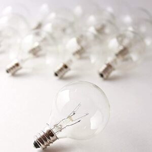 CHYParty G40 Replacement Light Bulbs, 120V 5W Clear Globe Bulb, E12 C7 Candelabra Base, 1.5 Inch Glass Incandescent Bulbs for Indoor Outdoor Patio String Lights, Warm White -25 Pack