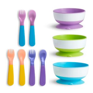 munchkin® 3pk stay put™ suction bowls and 6pk color changing forks and spoons