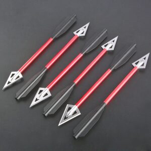 AMEYXGS 6.8" Mini Archery Crossbow Bolts Set Aluminium Crossbow Arrows with Metal Broadhead Tips for Shooting Target Practice Small Hunting Game Outdoor Fishing 50-80lbs (Red)