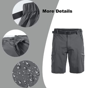 ROXJOURNEY Men's Hiking Shorts Quick Dry Lightweight Outdoor Sports Hiking Shorts Stretch Quick Dry Shorts with Pockets (XX-Large, Gray)