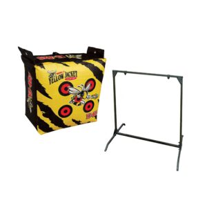 morrell outdoor field point archery target with range practice shooting, 30 inch bag, and target stand, yellow