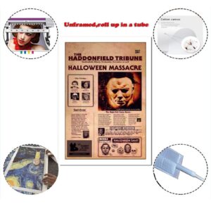 ZEEZFA Halloween Newspaper Headline Forum Michael Myers Poster Decorative Painting Canvas Wall Art Living Room Posters Bedroom Painting 16x24inch(40x60cm)