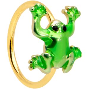 body candy womens 20g stainless steel nose ring green tree frog nose hoop ring circular nose ring 5/16”