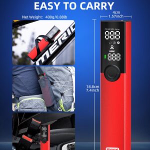 Bike Pump, The Pro Electric Bicycle Pump - Woowind BP188 Tire Inflator Portable Air Compressor with Schrader, Presta and Dunlop Valve Adapters - 150PSI (Red)