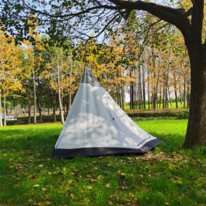 MCETO 5 Corner Winter Half Inner Mesh Tent Teepee Tent 400PRO bushcraft Stove Camping Equipment (White)