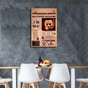 ZEEZFA Halloween Newspaper Headline Forum Michael Myers Poster Decorative Painting Canvas Wall Art Living Room Posters Bedroom Painting 16x24inch(40x60cm)