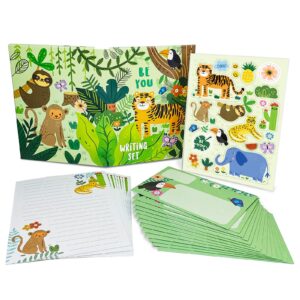 paper master lined stationary paper and envelopes set for kids safari animal stationary set with lined letter writing paper 30 sheets + 20 envelopes, 8.3 x 5.9 inch of each stationary paper