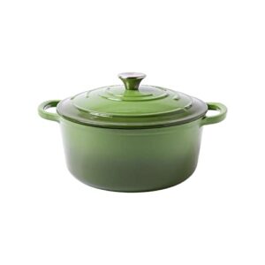 Larder & Vine Enameled Cast Iron Dutch Oven with Lid - Oversized Handles, Dome Lid, Dutch Oven for Sourdough Bread Making – 5.7QT/5.4L - (Okra)