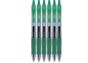 pilot g2 premium refillable & retractable rolling ball gel pens, fine point, green ink, 6 pack