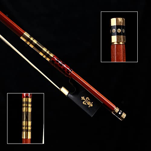 AMZZ Pernambuco Violin Bow 4/4 Size Concert Level,Professional Handmade Violin Bow with Ox Horn Fleur de Lis Frog