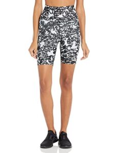 reebok women's standard active bike shorts, black/white/all over print, small