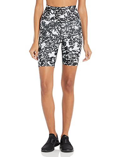 Reebok Women's Standard Active Bike Shorts, Black/White/All Over Print, Small