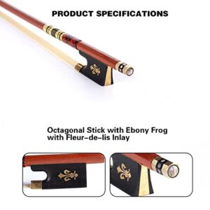 AMZZ Pernambuco Violin Bow 4/4 Size Concert Level,Professional Handmade Violin Bow with Ox Horn Fleur de Lis Frog