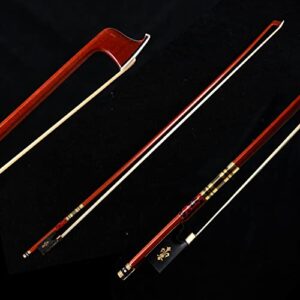 AMZZ Pernambuco Violin Bow 4/4 Size Concert Level,Professional Handmade Violin Bow with Ox Horn Fleur de Lis Frog