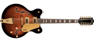 gretsch g5422g-12 electromatic classic hollow body double-cut 12-string guitar with gold hardware and laurel fingerboard (right-handed, single barrel burst)