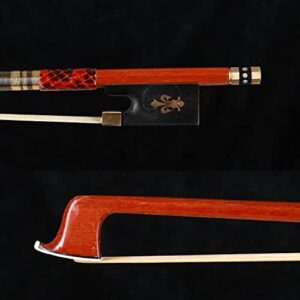 AMZZ Pernambuco Violin Bow 4/4 Size Concert Level,Professional Handmade Violin Bow with Ox Horn Fleur de Lis Frog