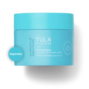 tula skin care 24-7 hydrating day & night cream - supersize, anti-aging moisturizer for face, contains watermelon & blueberry extract, 3.4 oz.