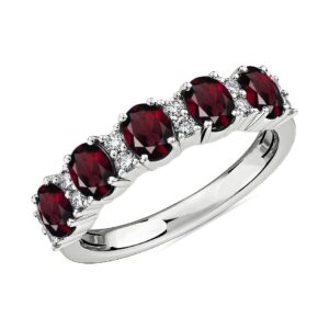 Jewelrygift 925 Sterling-Silver Eternity Band Ring Natural Garnet Gtone Beautiful Chakra Healing Birthstone Western Design Bridal Wedding Jewelry for Women Ring Size : 8