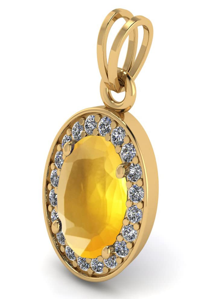 LMDPRAJAPATIS Natural 4.25 Ratti Certified Original Birthstone Yellow Sapphire Pukhraj 22K Gold Plated Beautiful Pendant