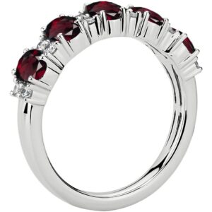 Jewelrygift 925 Sterling-Silver Eternity Band Ring Natural Garnet Gtone Beautiful Chakra Healing Birthstone Western Design Bridal Wedding Jewelry for Women Ring Size : 8