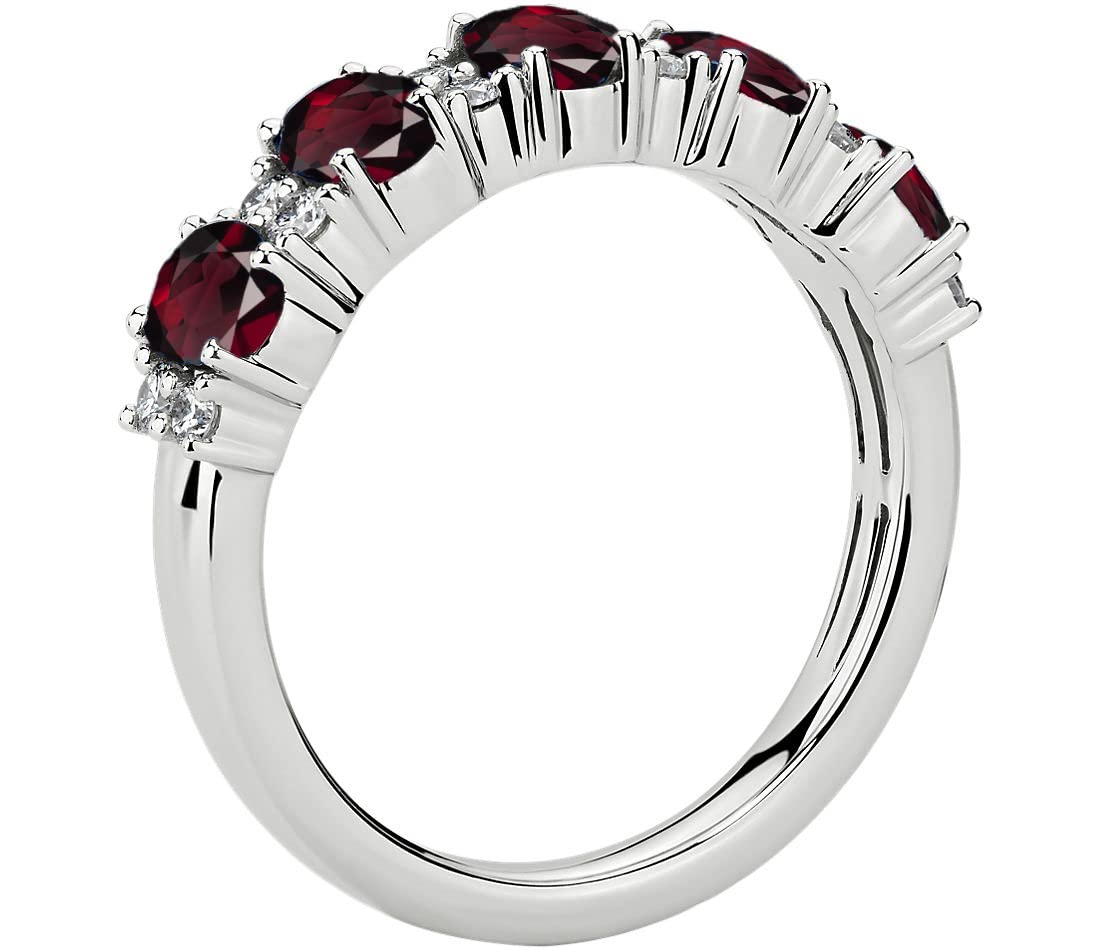 Jewelrygift 925 Sterling-Silver Eternity Band Ring Natural Garnet Gtone Beautiful Chakra Healing Birthstone Western Design Bridal Wedding Jewelry for Women Ring Size : 8